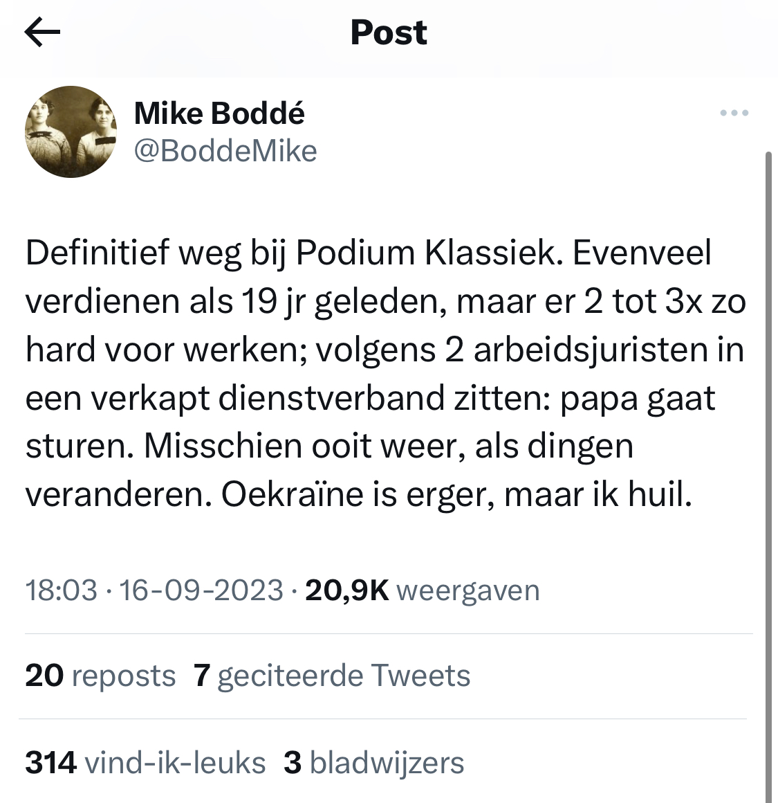 Mike Boddé weg bij Podium Klassiek - Spreekbuis.nl