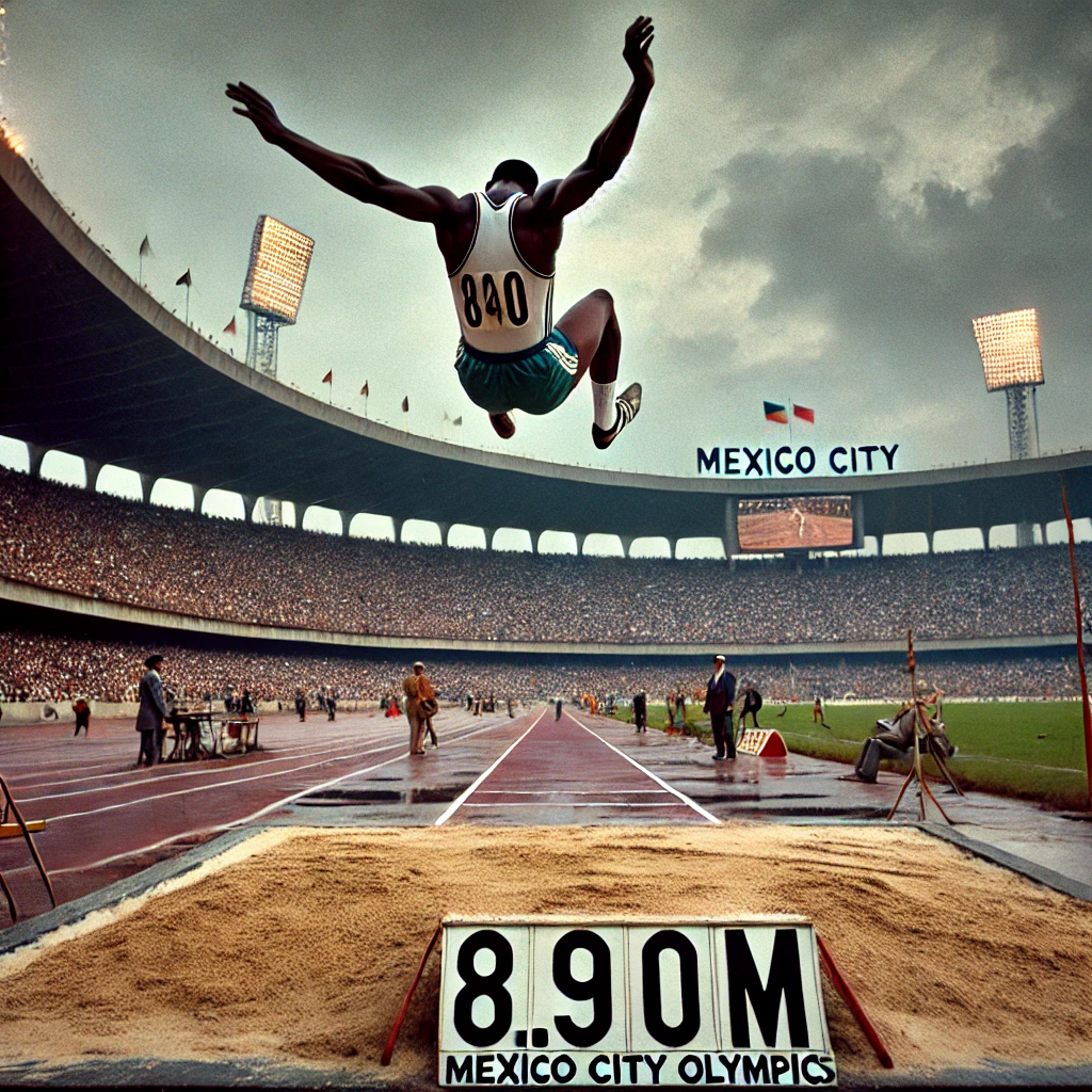 Bob Beamon's historische sprong op de Olympische Spelen in Mexico City ...